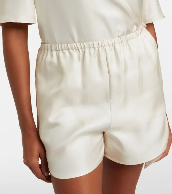 Loulou De Saison Cabo Silk Satin Shorts - White