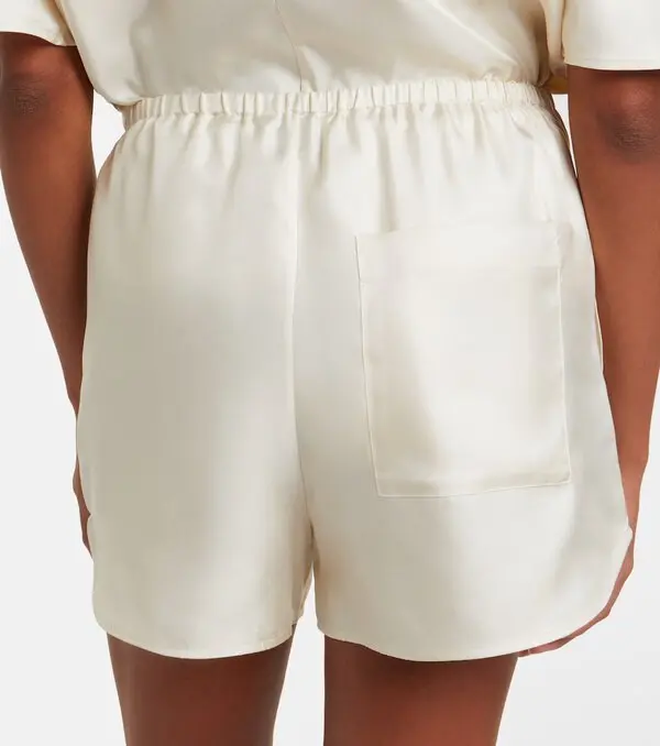 Loulou De Saison Cabo Silk Satin Shorts - White