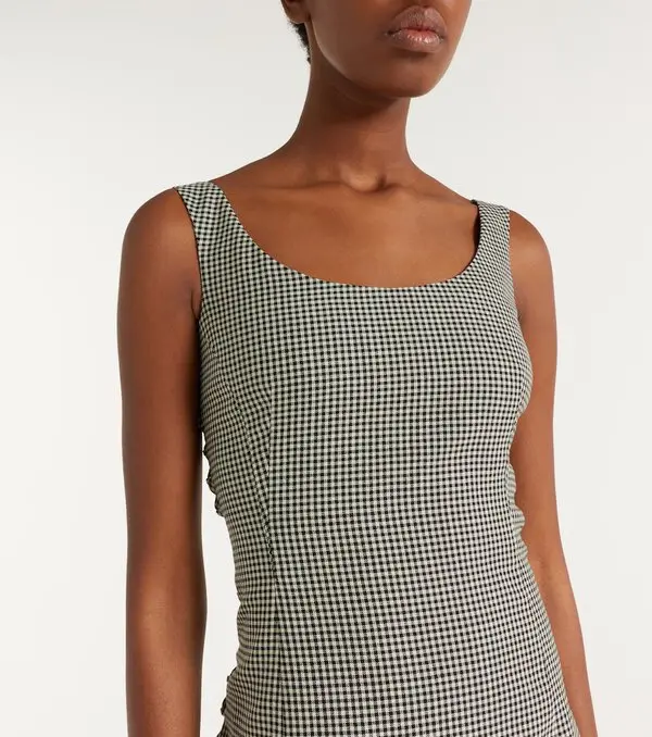 Alexander McQueen Wool Gingham Midi Dress