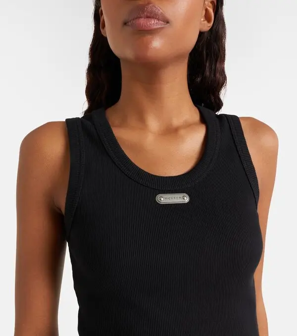 Alexander McQueen Logo Ribbed-knit Tank Top