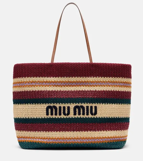 Miu Miu Raffia-effect Tote Bag