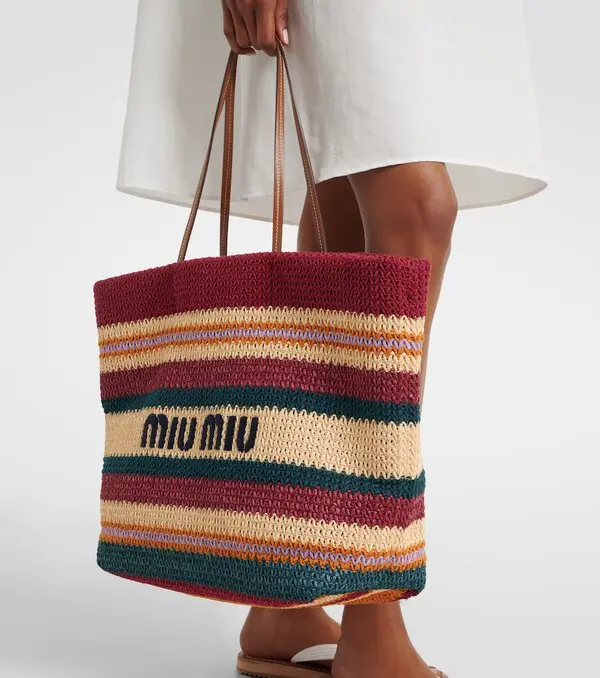 Miu Miu Raffia-effect Tote Bag