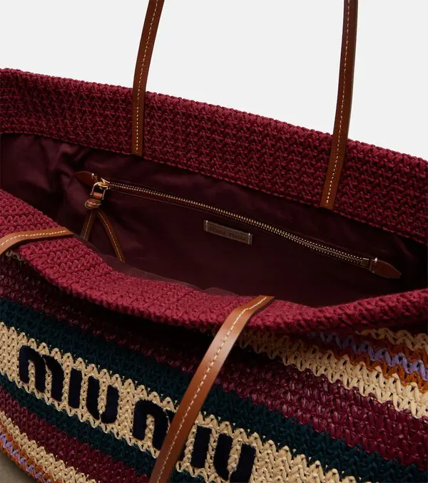 Miu Miu Raffia-effect Tote Bag