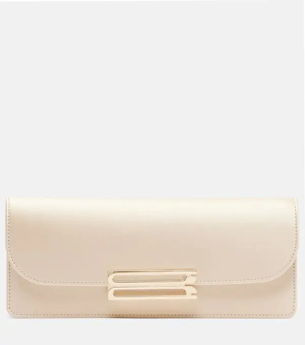 Victoria Beckham Dorian East-west Satin Clutch - White
