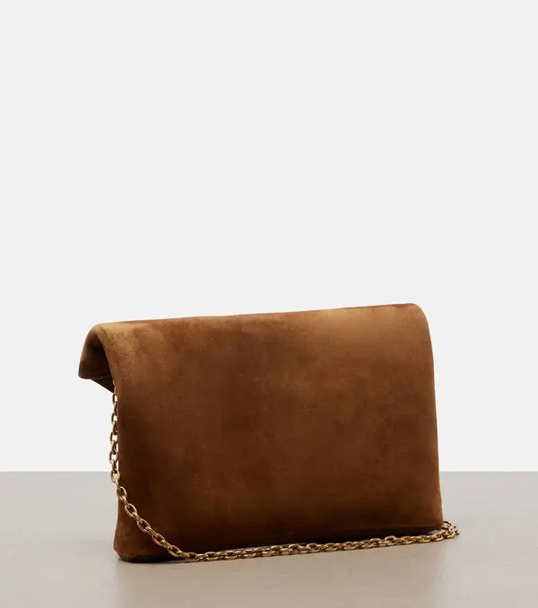 Saint Laurent Cassandre Small Suede Pouch - Brown