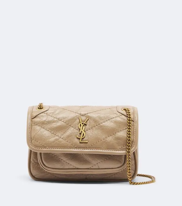Saint Laurent Niki Mini Leather Shoulder Bag - Beige