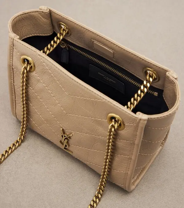 Saint Laurent Niki Mini Leather Shoulder Bag - Beige