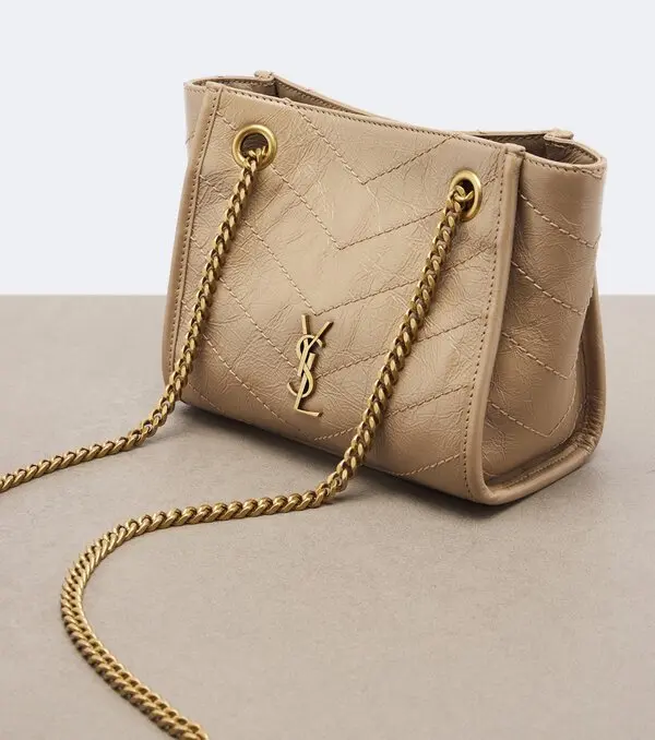 Saint Laurent Niki Mini Leather Shoulder Bag - Beige