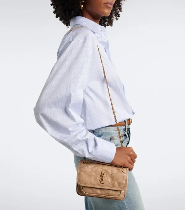 Saint Laurent Niki Mini Leather Shoulder Bag - Beige