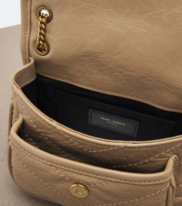 Saint Laurent Niki Mini Leather Shoulder Bag - Beige