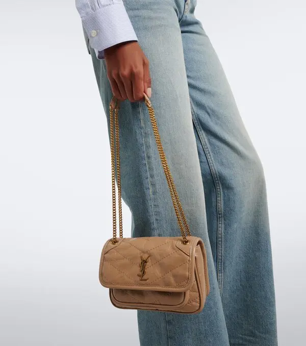 Saint Laurent Niki Mini Leather Shoulder Bag - Beige