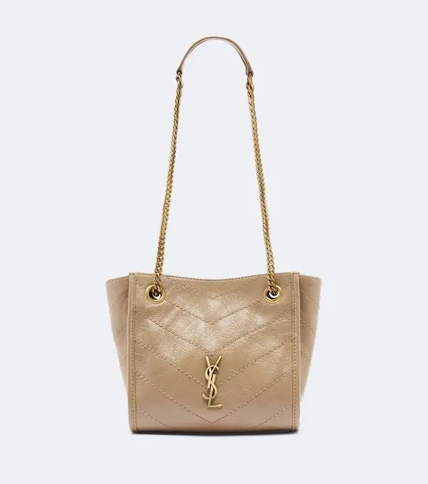 Saint Laurent Niki Mini Leather Shoulder Bag - Beige