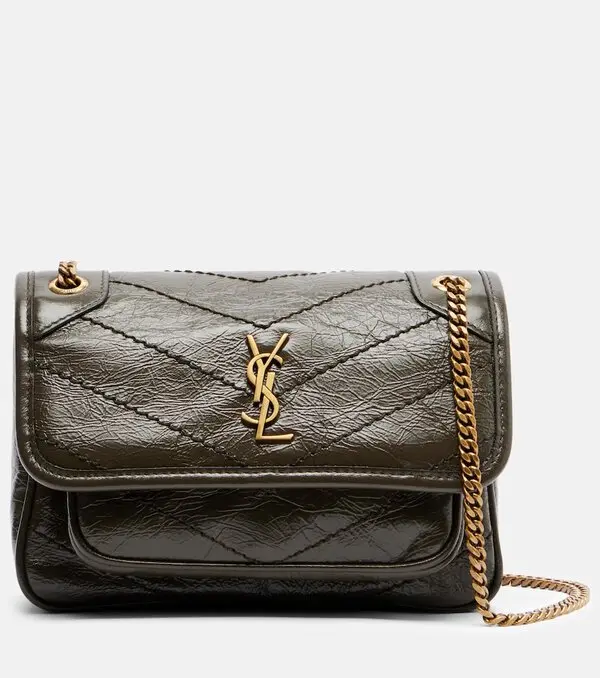 Saint Laurent Niki Mini Leather Shoulder Bag - Grey