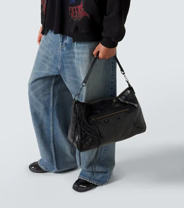 Balenciaga Le City Leather Shoulder Bag - Black