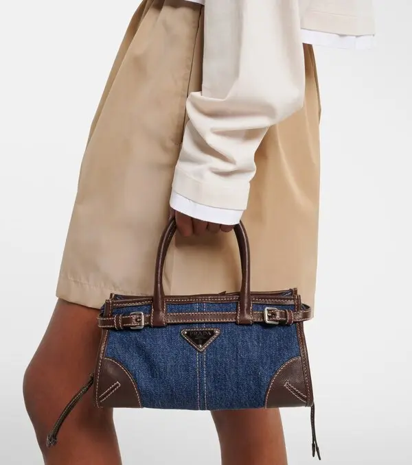 Prada Bonnie Small Denim Top-handle Bag