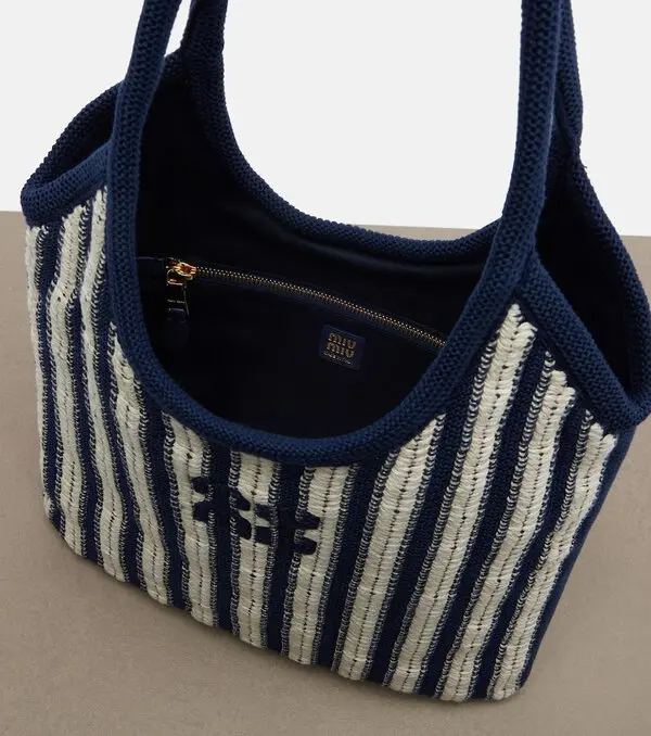 Miu Miu Striped Crochet Shopper - Blue
