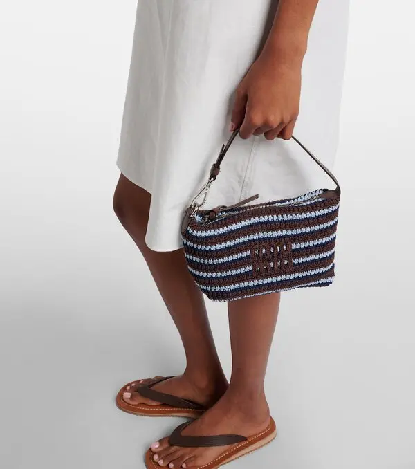Miu Miu Crochet Striped Shoulder Bag