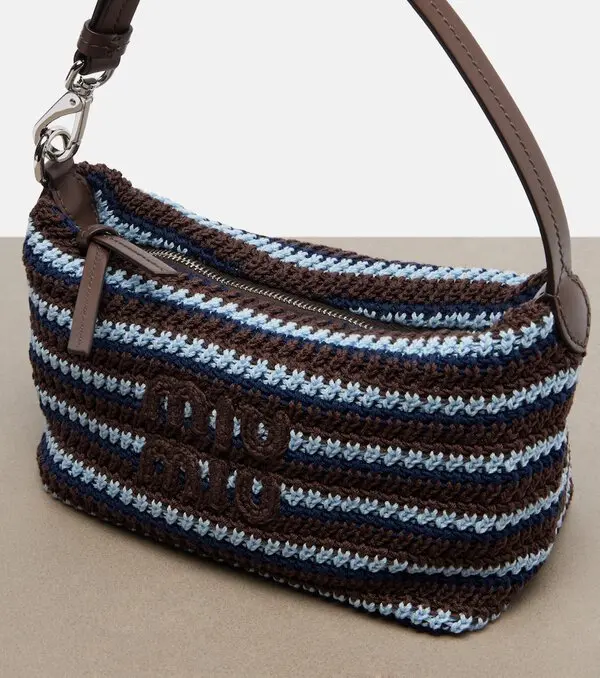 Miu Miu Crochet Striped Shoulder Bag
