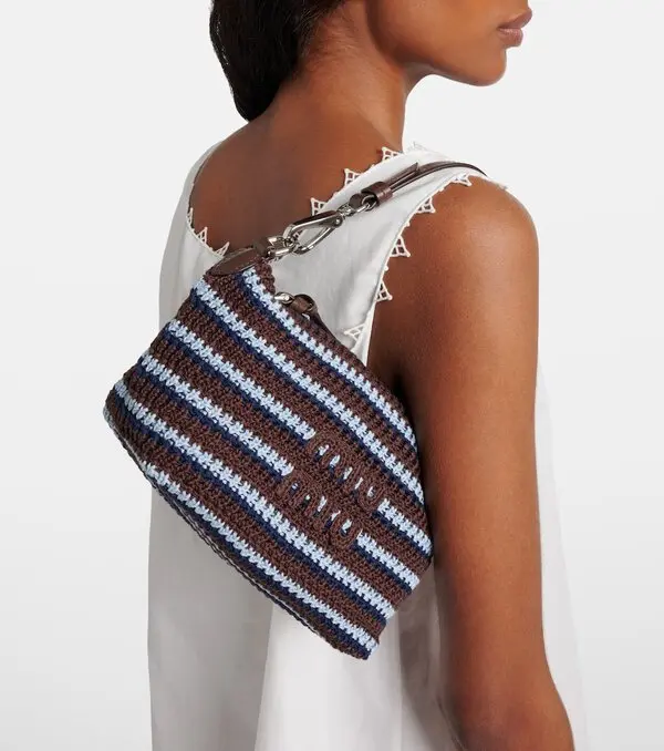 Miu Miu Crochet Striped Shoulder Bag