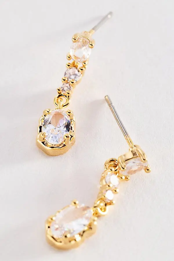 Anthropologie Gemstone Drop Earrings - Clear