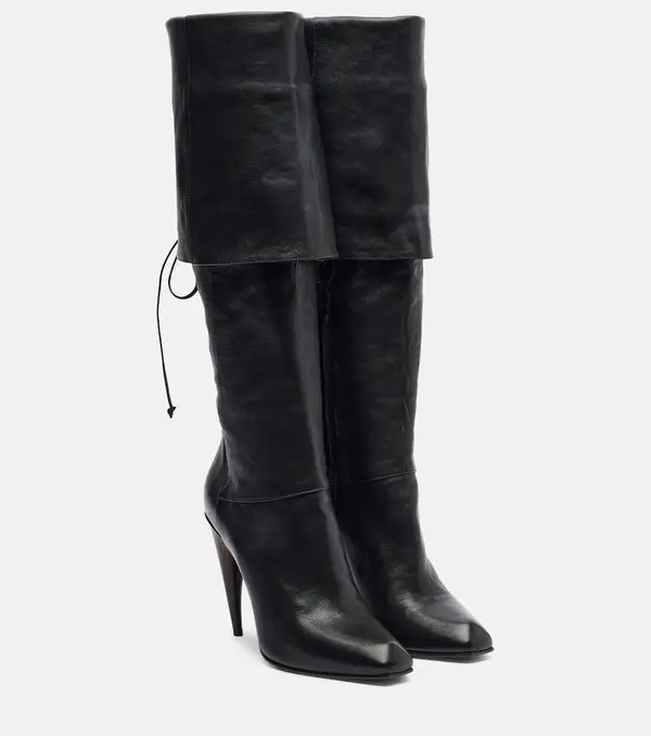 Alexander McQueen Horn Heel Leather Knee-high Boots - Black