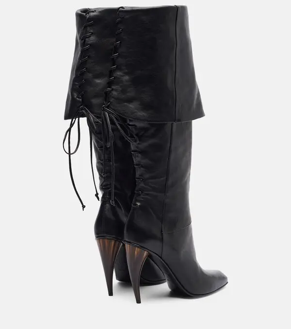Alexander McQueen Horn Heel Leather Knee-high Boots