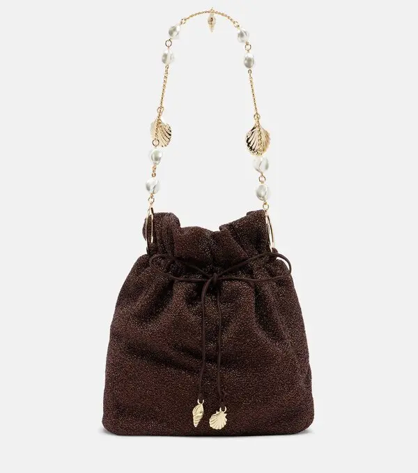 Oseree Lumière Embellished Bucket Bag - Brown