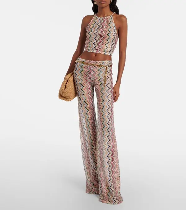 Missoni Zigzag Patterned Halter Neck Cropped Top