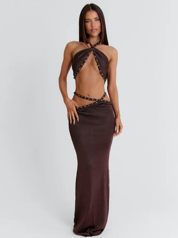 OUTCAST Rai Maxi Skirt Chocolate