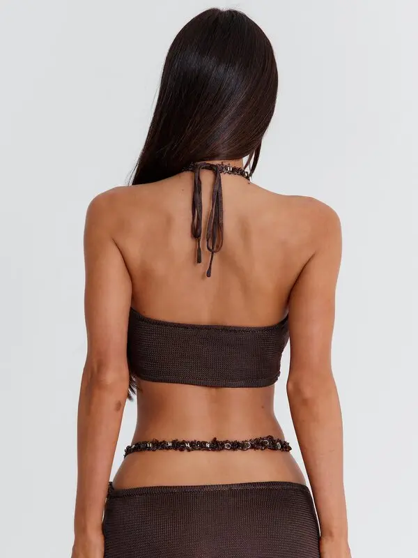 OUTCAST Rai Halter Top In Chocolate