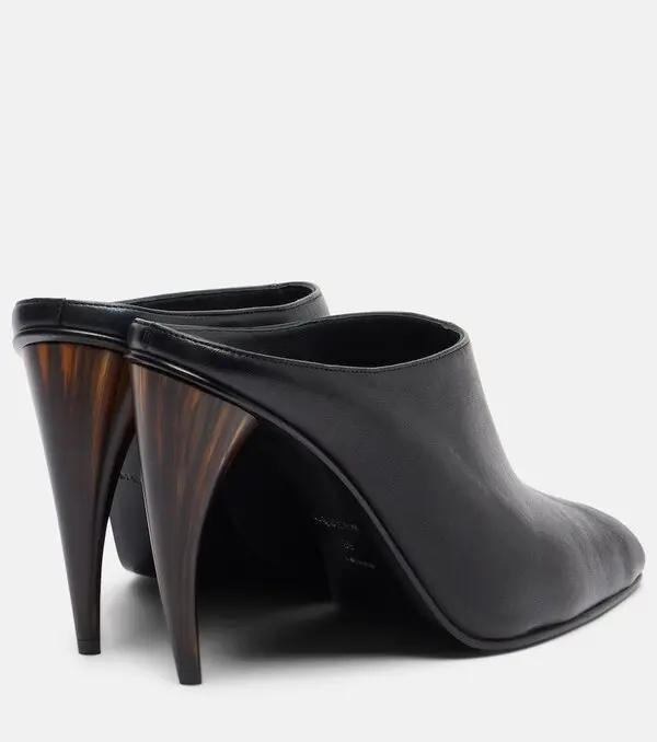 Alexander McQueen Leather Square Open Toe Mules - Black