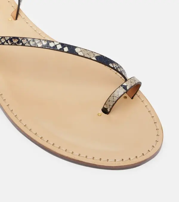 AMANU Kalahari Snake-effect Leather Sandals - Brown