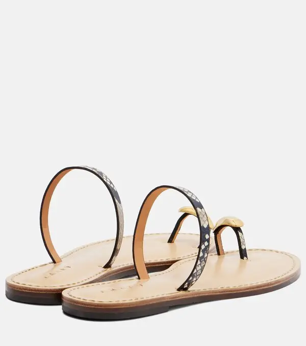 AMANU Kibera Snake-effect Leather Sandals - Brown