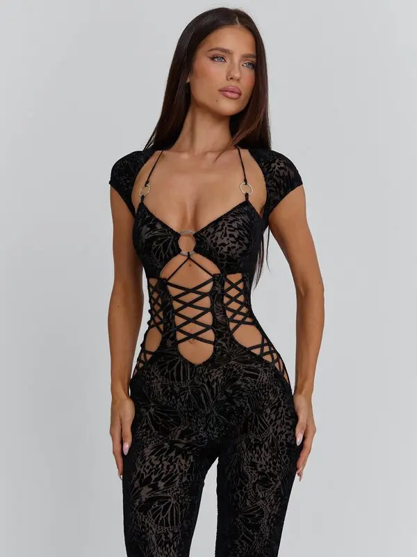 OUTCAST Alison Jumpsuit Burnout Mesh