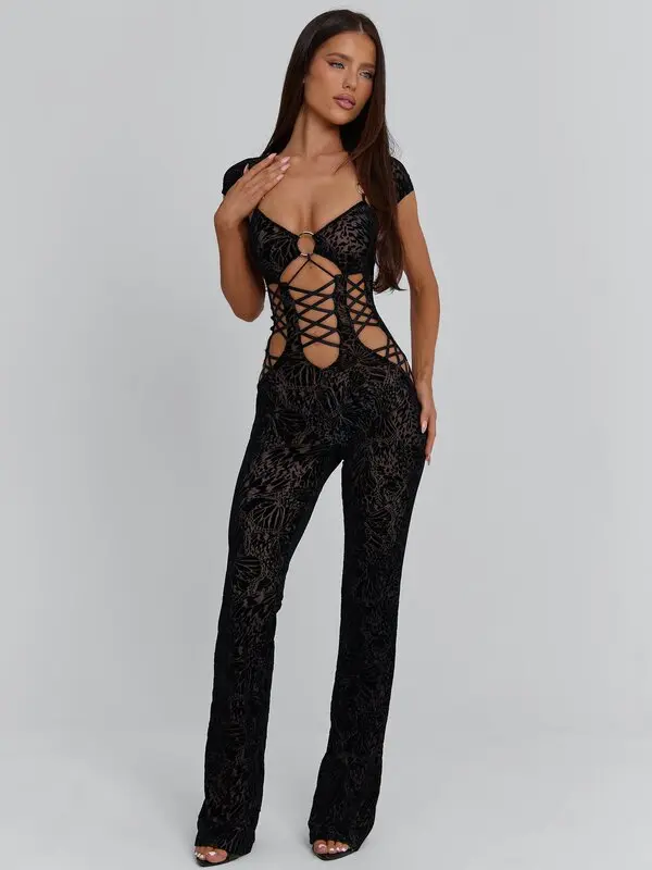 OUTCAST Alison Jumpsuit Burnout Mesh