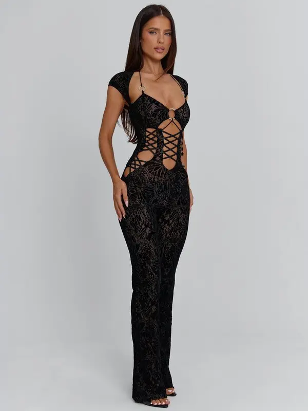 OUTCAST Alison Jumpsuit Burnout Mesh