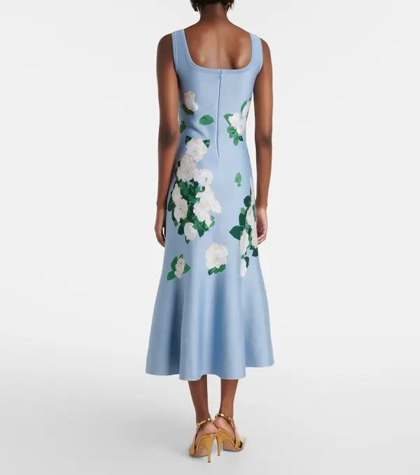 Carolina Herrera Floral Silk-blend Midi Dress
