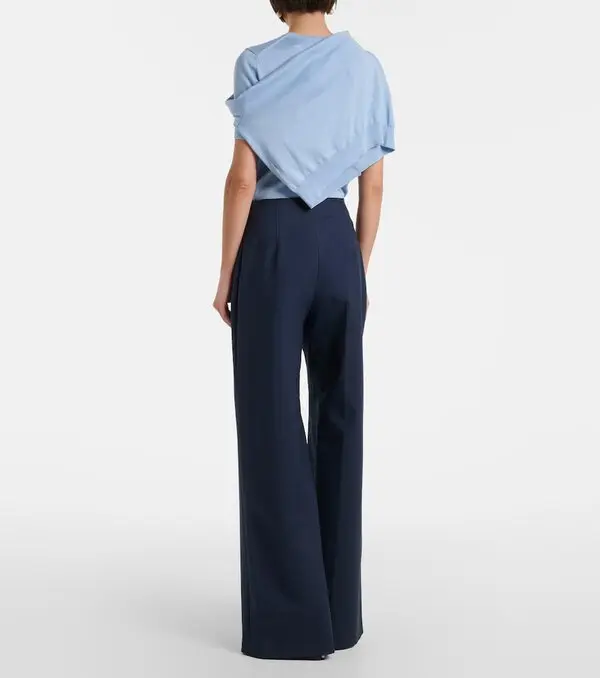Carolina Herrera Alba Cotton-blend Wide-leg Pants
