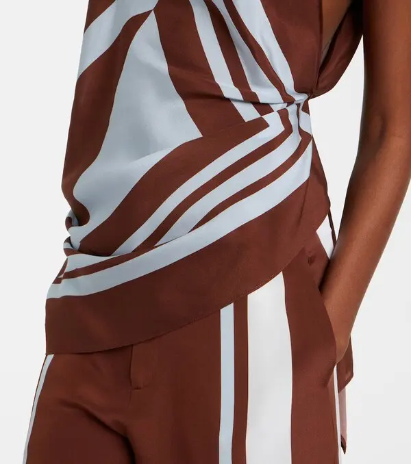 SIR. Beaded One-shoulder Printed Silk Top