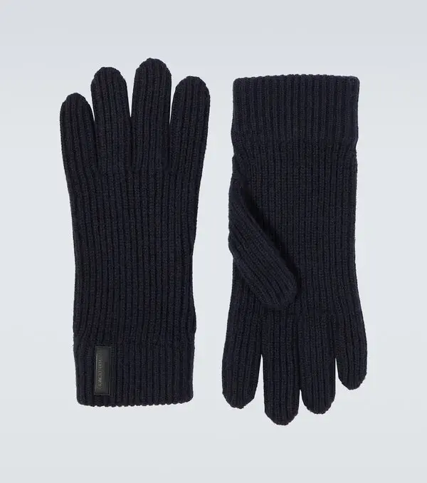 Giorgio Armani Ribbed-knit Cashmere Gloves - Blue