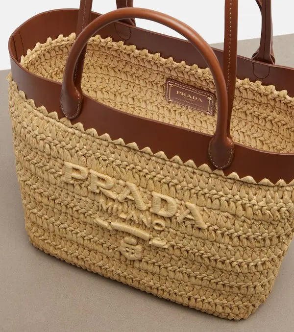 Prada Small Raffia Tote Bag