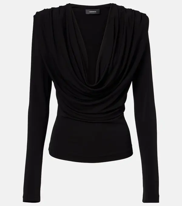 Wardrobe.NYC Draped Jersey Top - Black