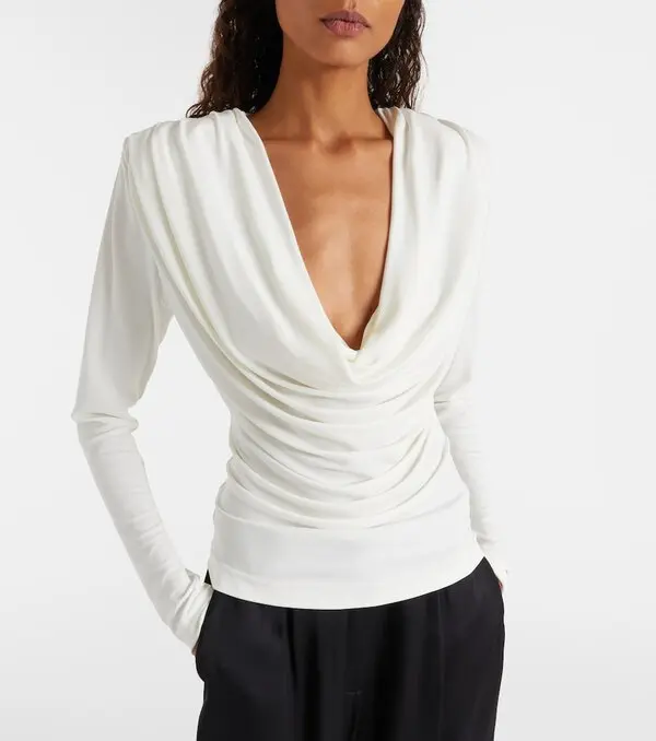 Wardrobe.NYC Draped Jersey Top - White
