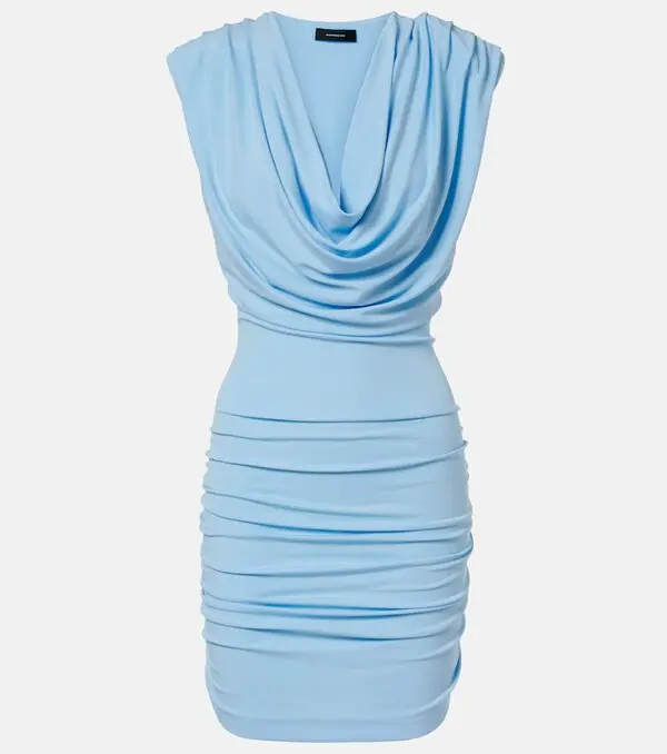 Wardrobe.NYC Draped Jersey Minidress - Blue