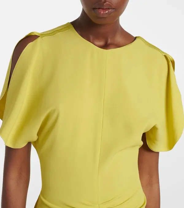 Victoria Beckham Bela Gathered Crêpe Satin Midi Dress - Yellow