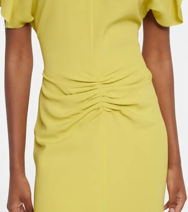 Victoria Beckham Bela Gathered Crêpe Satin Midi Dress - Yellow