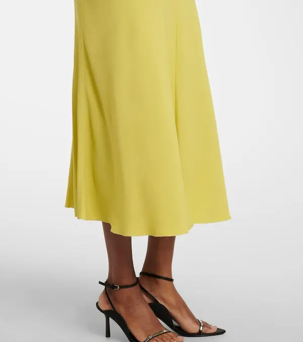 Victoria Beckham Bela Gathered Crêpe Satin Midi Dress - Yellow