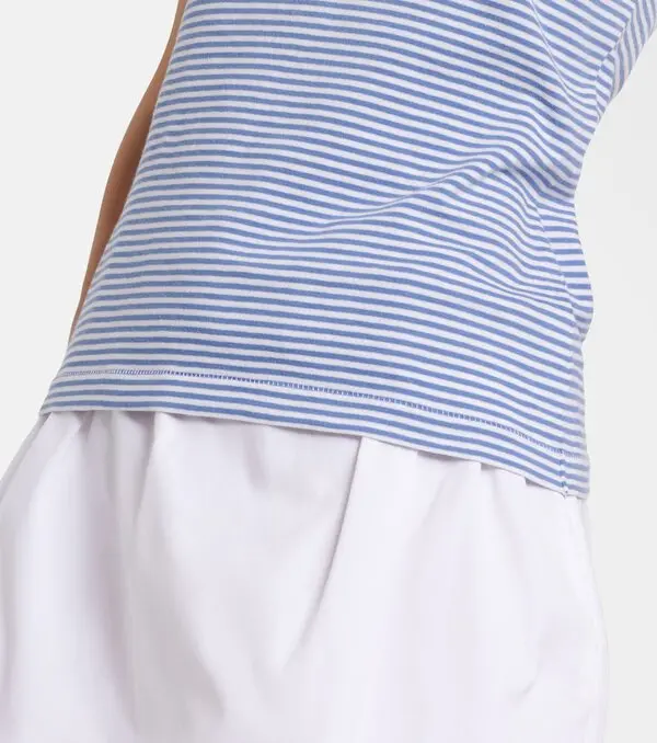 Prada Striped Cotton Jersey Tank Top - Blue
