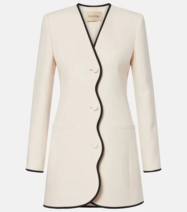 Valentino Garavani Crepe Couture Scalloped Jacket - Beige