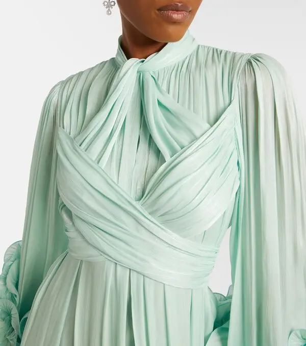 Costarellos Ruffled Georgette Gown